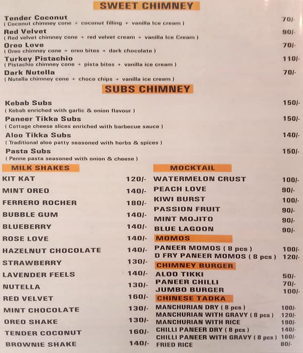 Menu of Bonzer, Chitrakoot, Jaipur