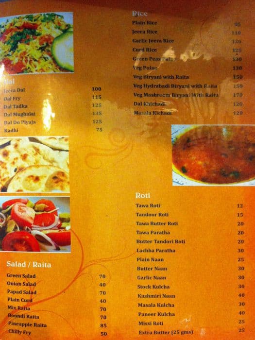 Menu at 56 Bhog, Nagpur