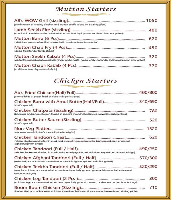 Menu of Ahmed Bhai's Bry & Dry, Nerul East, Navi Mumbai