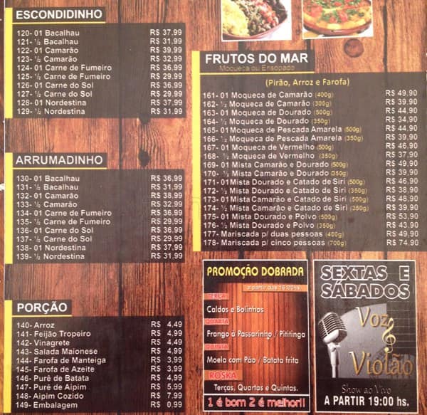 Menu at Bahia Grill restaurant, Salvador