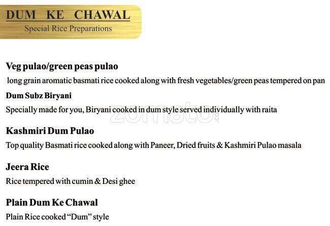 Menu at Masala Aangan, India, 206-207