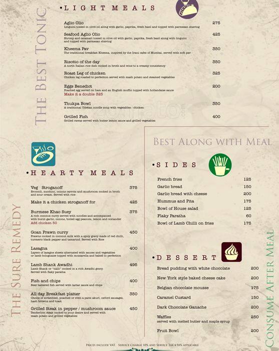 Menu at The Pharmacy Cafe, Mumbai, Phoenix Mills