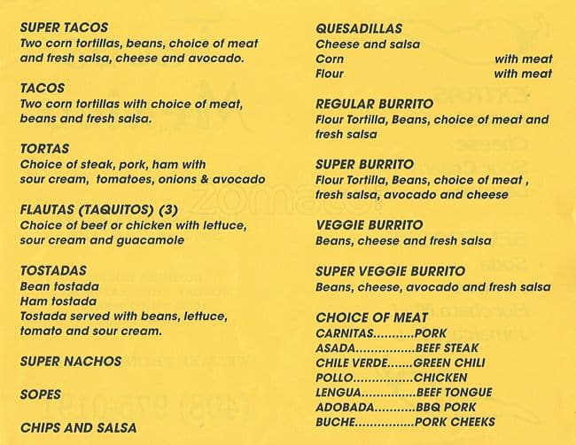 Tacos Mexico Menu,Menú para Tacos Mexico, Willow Glen, San Jose - Urbanspoon/Zomato
