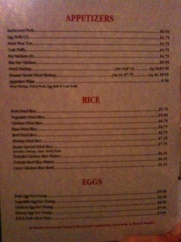 Menu at Hong Kong 97 restaurant, Portland, SE McLoughlin Blvd