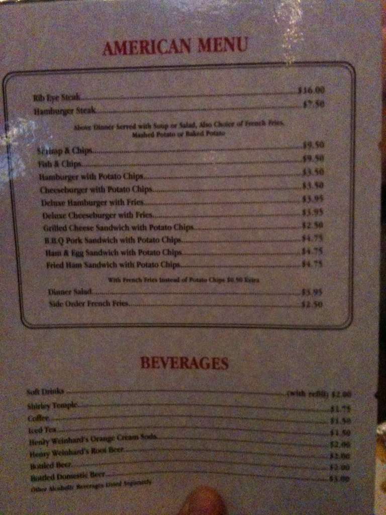 Menu at Hong Kong 97 restaurant, Portland, SE McLoughlin Blvd