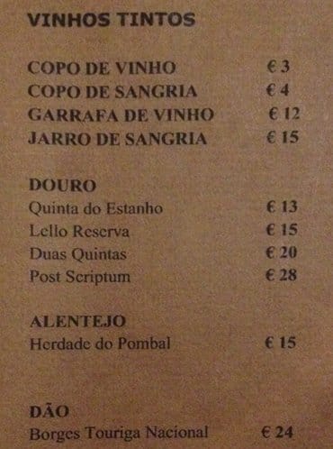 Menu em Pub Bonaparte Foz, Porto, Av. do Brasil 130