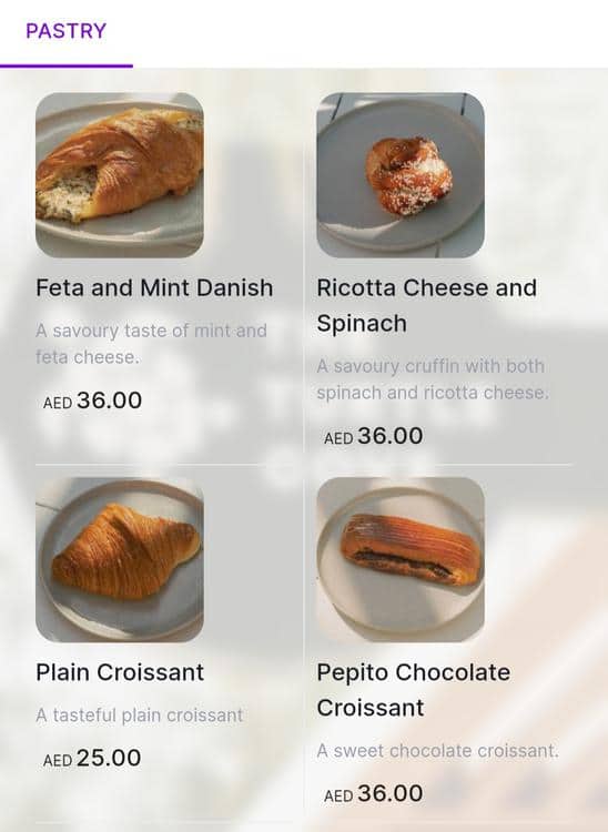 Menu of The Turtle Cove, Saadiyat Island, Abu Dhabi