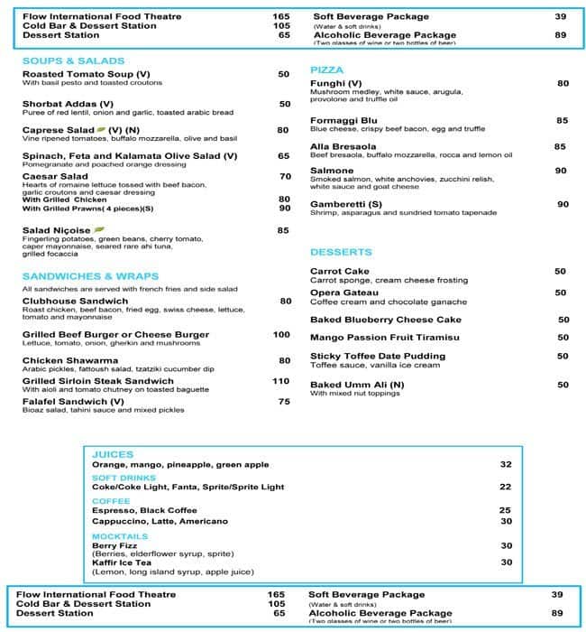 Flow Kitchen - Fairmont The Palm a Dubai: Foto del Menu con Prezzi - Zomato