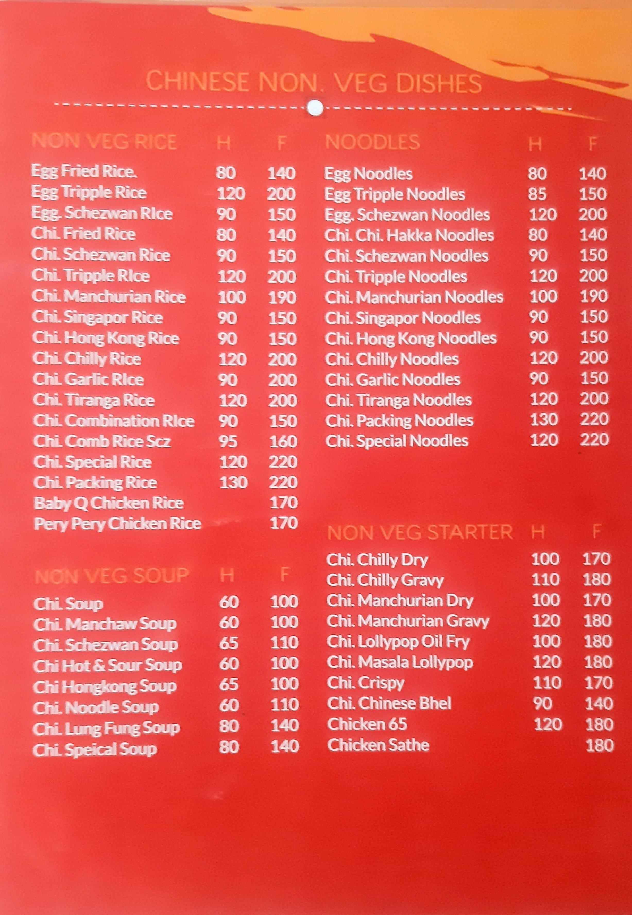 Menu of Aai Indian Chinese Center, Bhandup, Mumbai