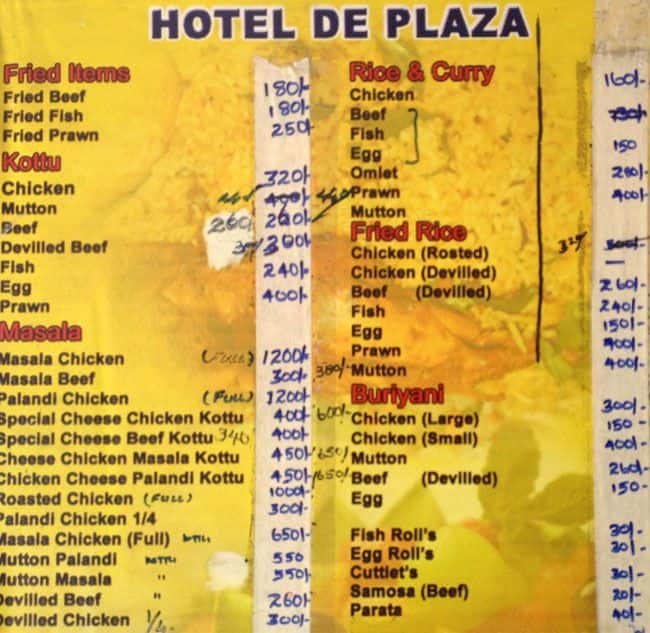 Hotel De Plaza Menu, Menu for Hotel De Plaza, Kollupitiya, Colombo 03 ...