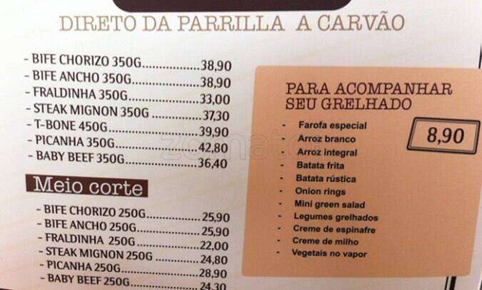 Menu at Red Bar, São Paulo, R. Araberi