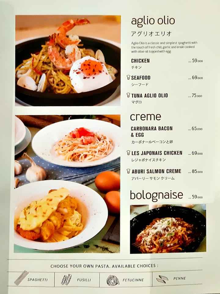 Menu at Beatrice Quarters restaurant, Jakarta, PIK Avenue Mall