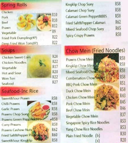 Menu at Ming Woo Chinese Restaurant And Sushi Bar, Centurion