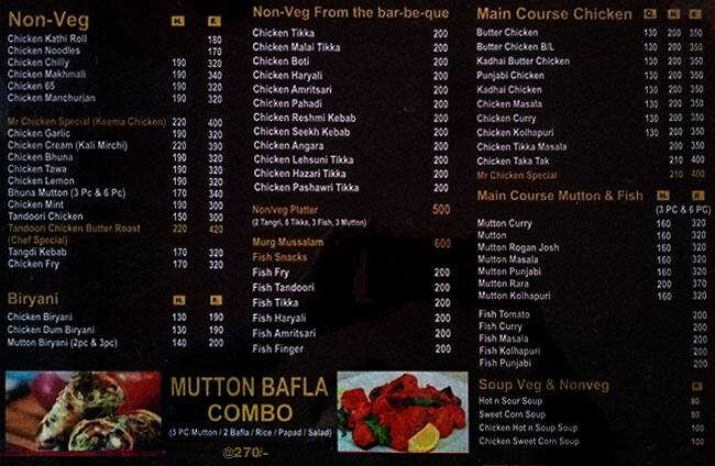 Menu at Mr. Chicken, Indore