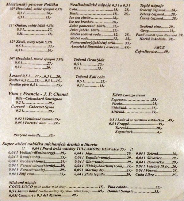 U Karla Menu, Menu podniku U Karla, Veveří, Brno střed - Lunchtime/Zomato