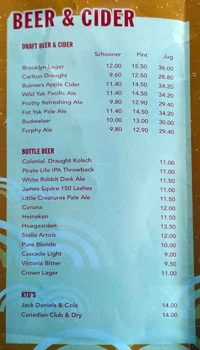 Menu at Merrywell Rooftop restaurant, Southbank, Crown Riverwalk