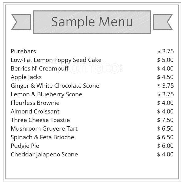 Menu at Purebread cafe, Vancouver, 159 W Hastings St