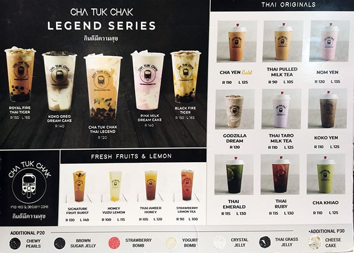 Menu at Cha Tuk Chak, Manila, 3/F Lucky Chinatown Mall