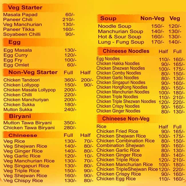 Menu of Hotel Gavkari, Undri, Pune