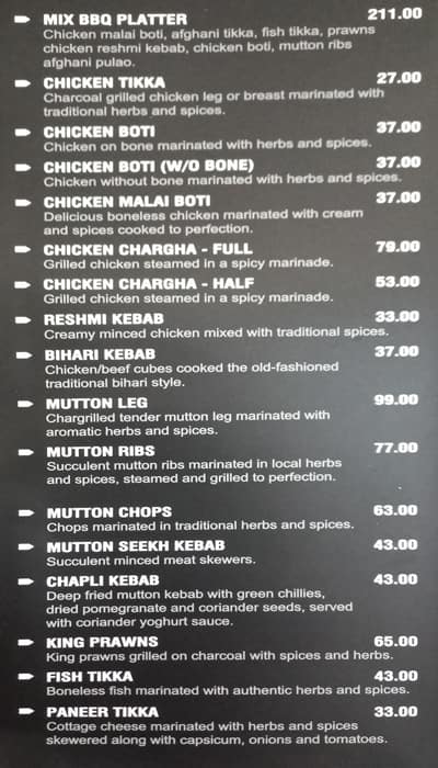 Menu at Little Lahore restaurant, Dubai