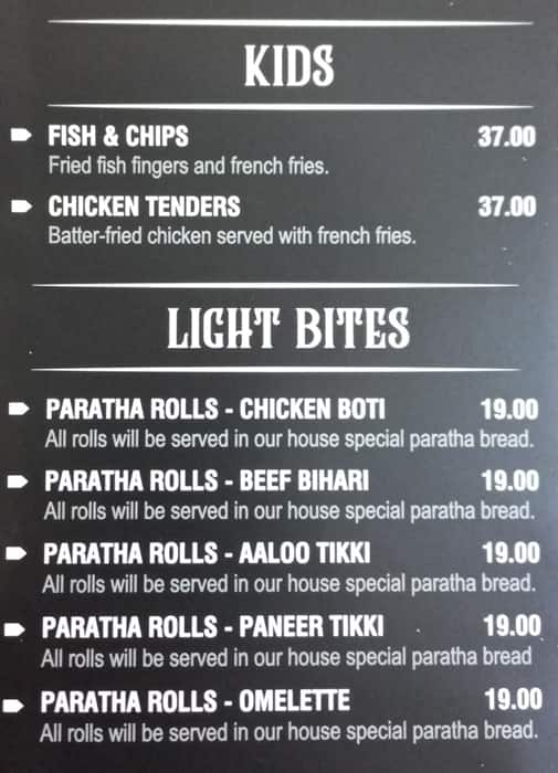 Carta del restaurante Little Lahore, Dubai