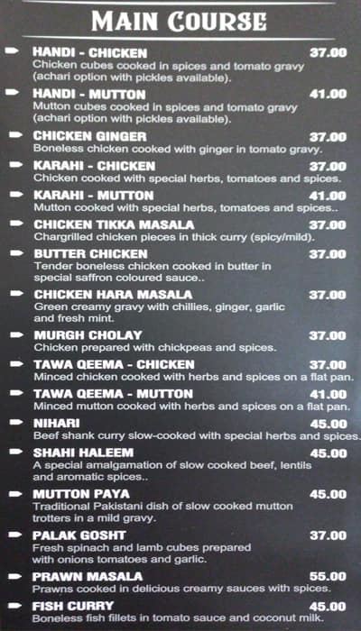 Menu at Little Lahore restaurant, Dubai