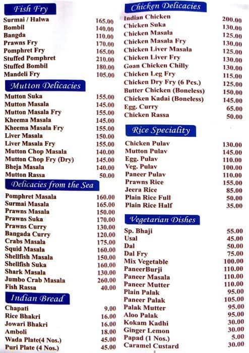 Gomantak Menu, Menu for Gomantak, Dadar West, Mumbai - Zomato