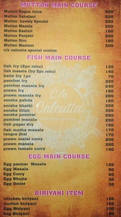 Menu at Panch Phoron, Bengaluru, Raffles Solitaire Cascade