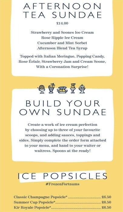 Menu at Fortnum & Mason Food Hall desserts, London, 181 Piccadilly