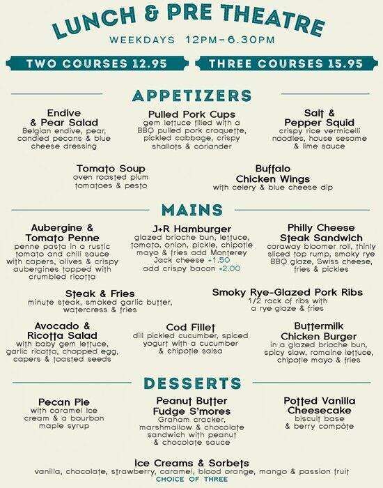 Menu at Jackson + Rye restaurant, London, 217-221 Chiswick High Rd.
