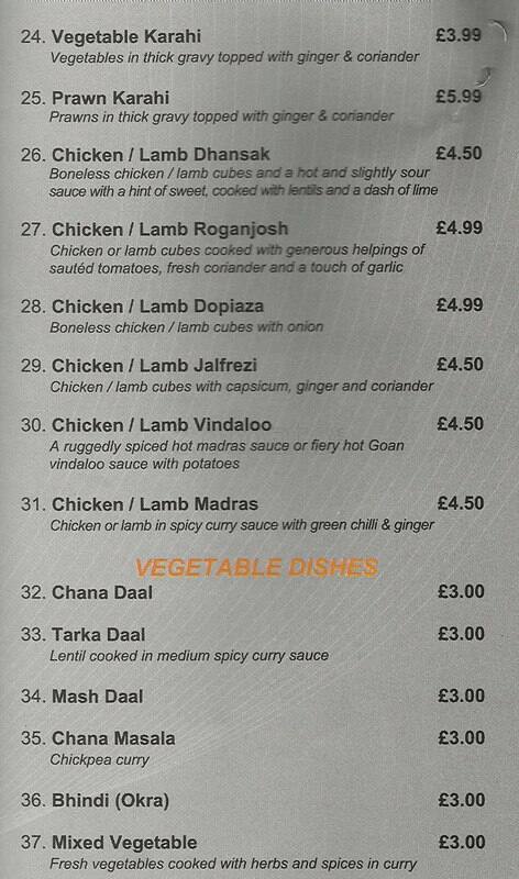 Menu at Cafe Lahore, Thornton Heath