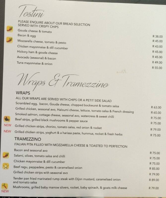 Menu au Aroma Di Caffe café, Alberton, Entrance 4