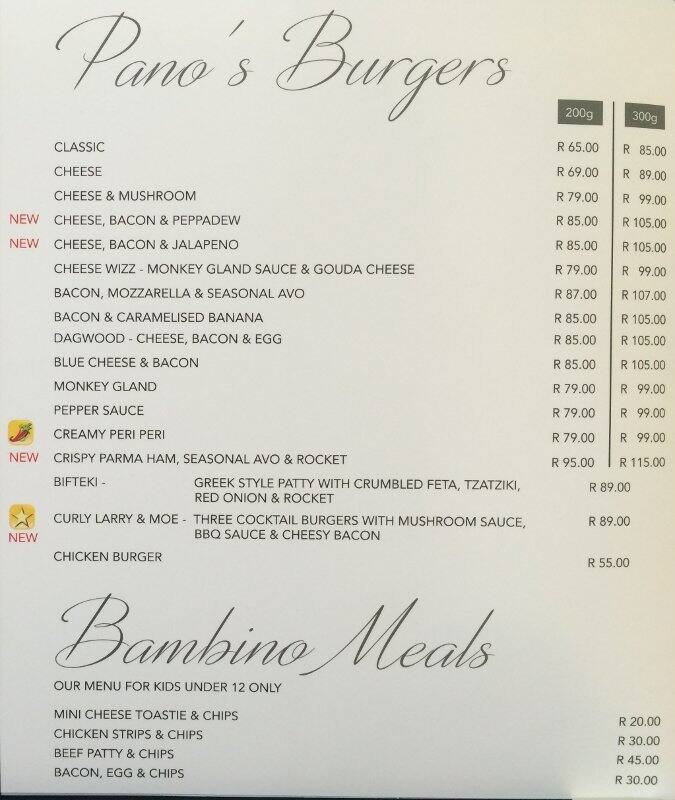 Menu au Aroma Di Caffe café, Alberton, Entrance 4