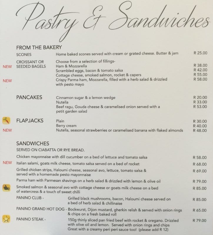 Menu au Aroma Di Caffe café, Alberton, Entrance 4