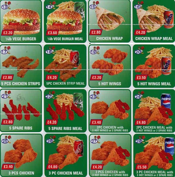 Menu at Golden Fried Chicken fast food, Manchester