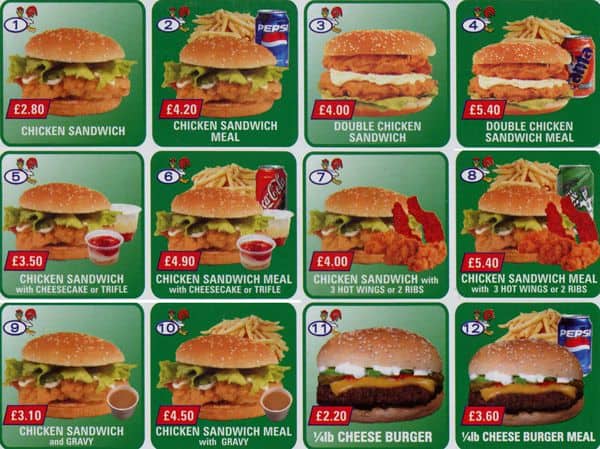 Menu at Golden Fried Chicken fast food, Manchester