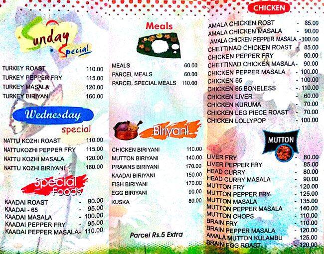 Amala Chettinadu Mess Menu, Menu for Amala Chettinadu Mess, Anna Nagar ...