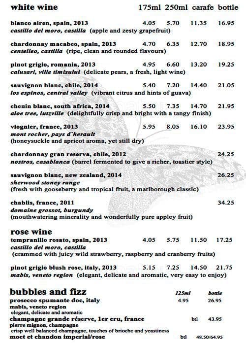 Menu at The Left Bank pub & bar, Glasgow