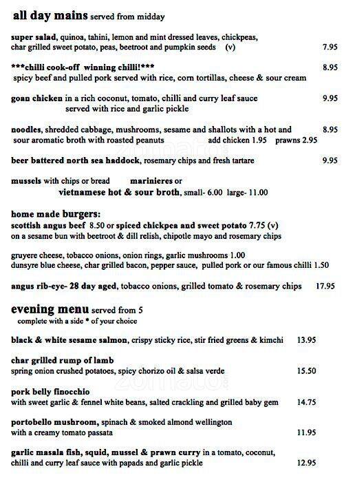 Menu at The Left Bank pub & bar, Glasgow