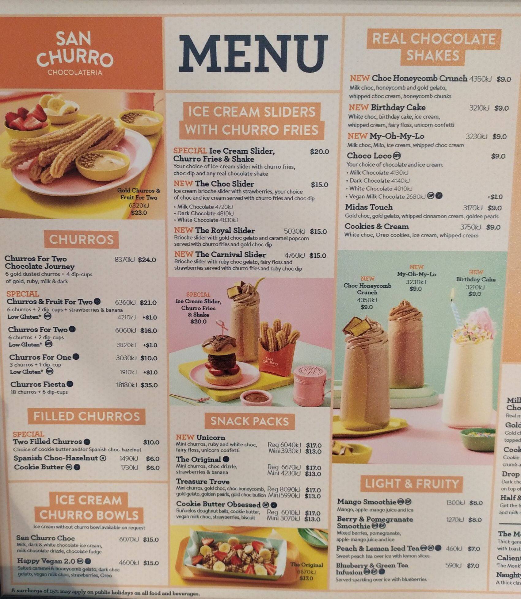 Menu at San Churro pub & bar, Campbelltown