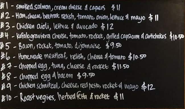 Menu at Huff Bagelry restaurant, Carnegie