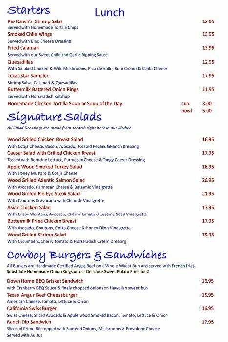 Menu at Rio Ranch Restaurant, Houston