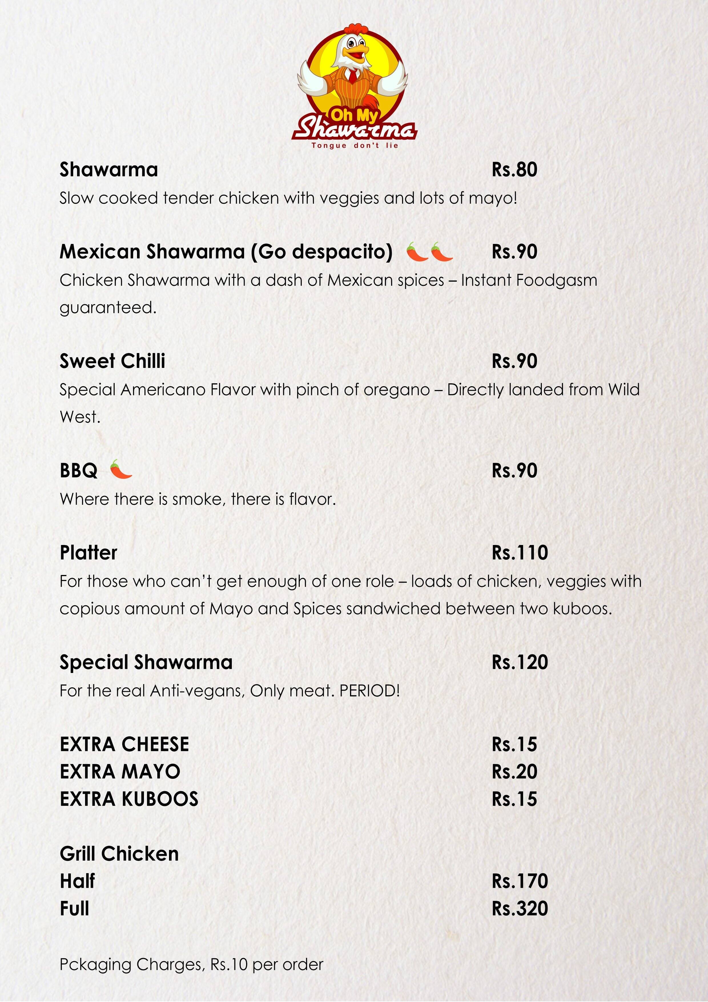 Oh My Shawarma Menu, Menu for Oh My Shawarma, Aminijikarai, Chennai ...