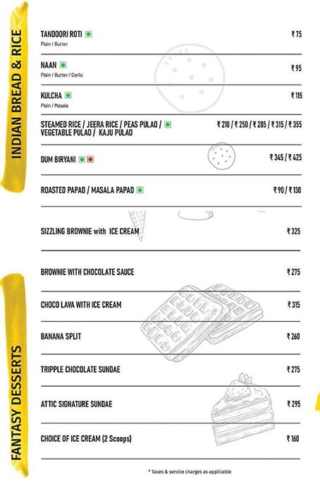 Menu of Attic-The Restro Cafe, Christian Basti, Guwahati