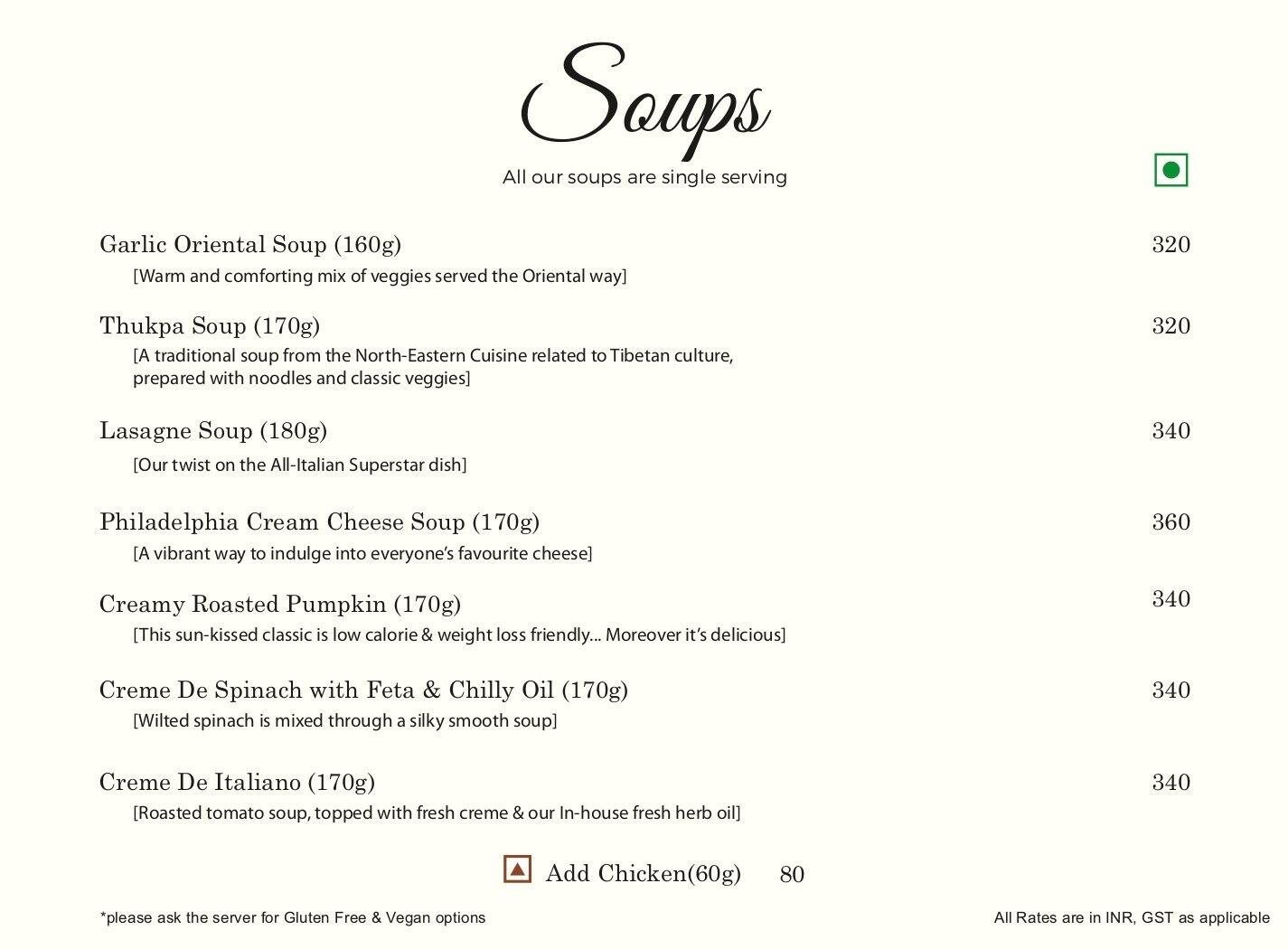 Menu of Lithosphere By Upper Crust, Bodakdev, Ahmedabad