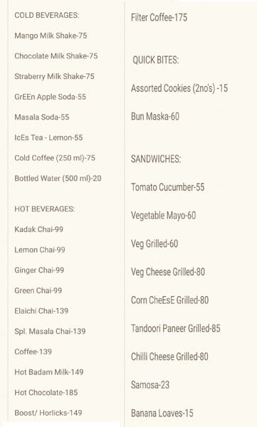 Menu of Dostea Chai Cafe, Ameerpet, Hyderabad