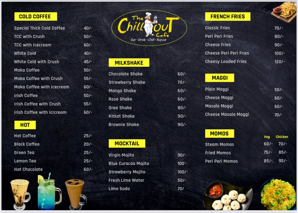 Menu of The Chillout Cafe, Hadapsar, Pune