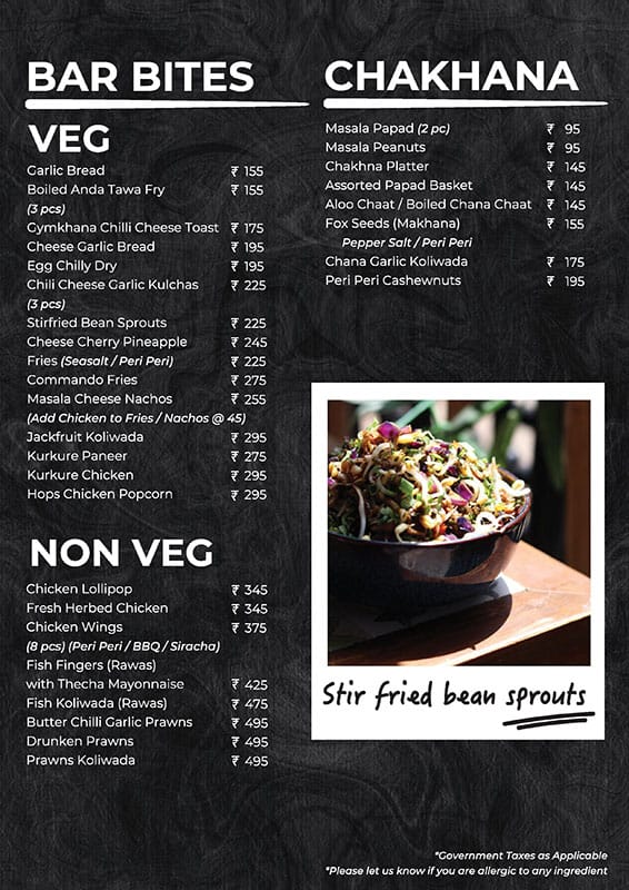 Menu of Hops Kitchen & Bar, Andheri Lokhandwala, Andheri West, Mumbai