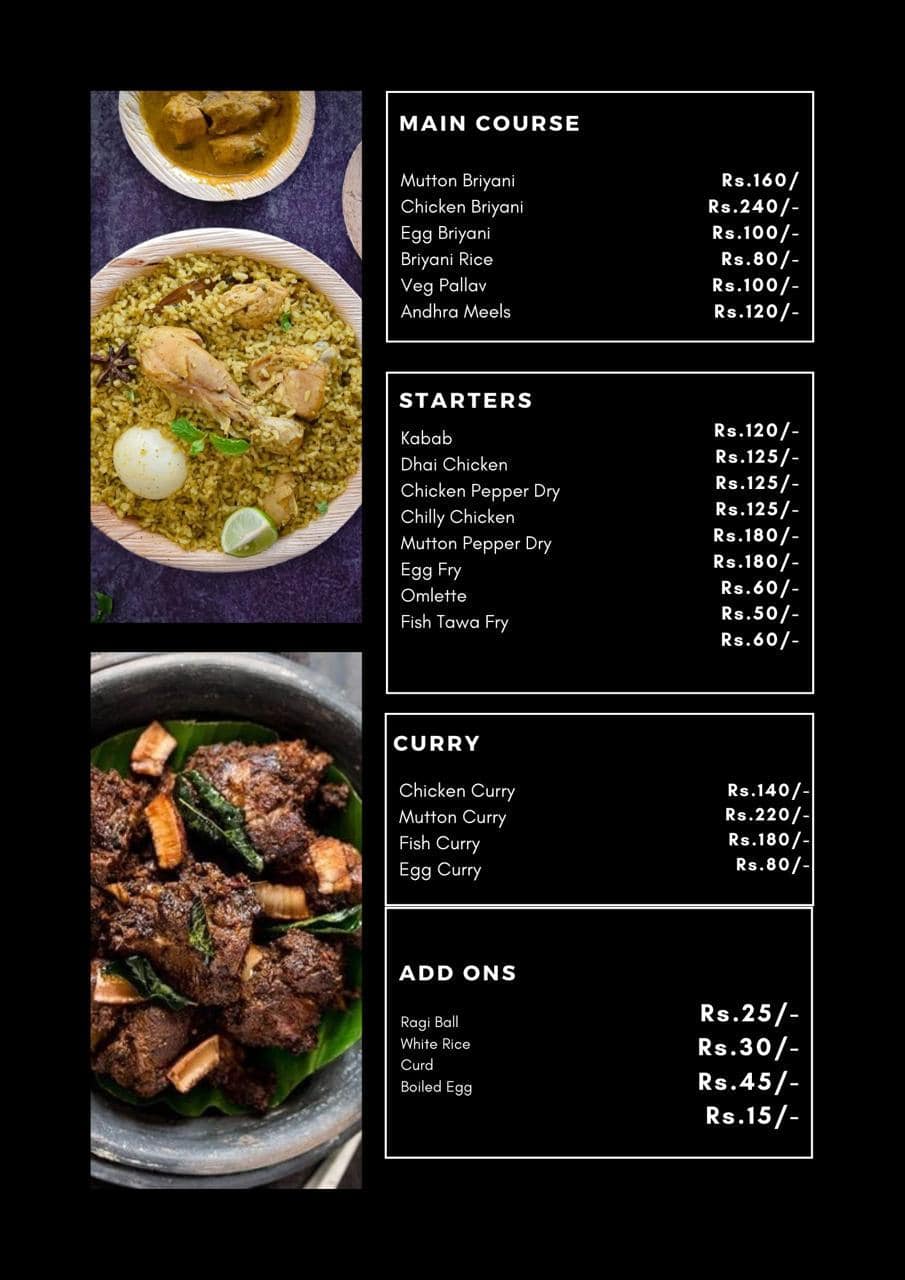 Menu of Ammu's Kitchen, Yeshwantpur, Bangalore