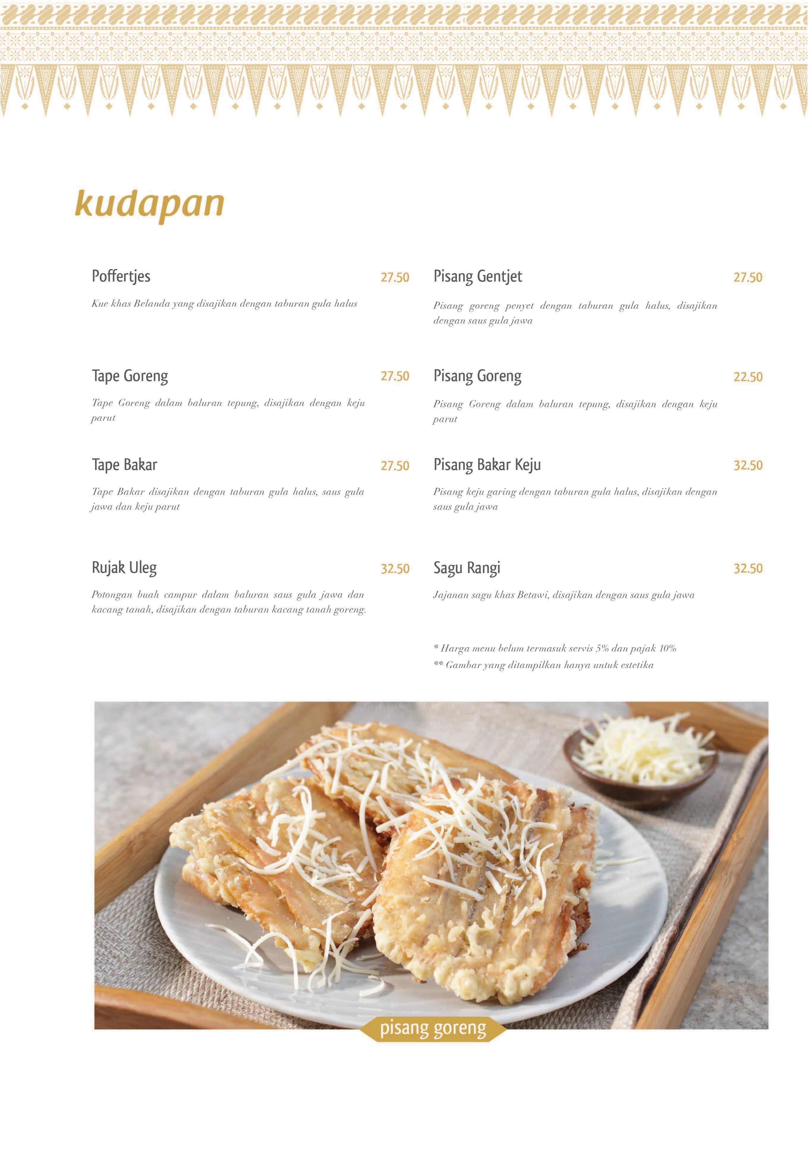 Menu at Waroeng Kita restaurant, Central Jakarta, Jl KH Mas Mansyur no 121